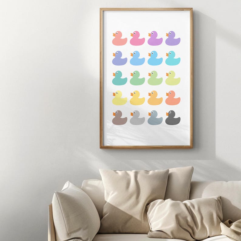 Rainbow Duck Print - Colourful Rubber Duck Wall Art | Printable Nursery ...