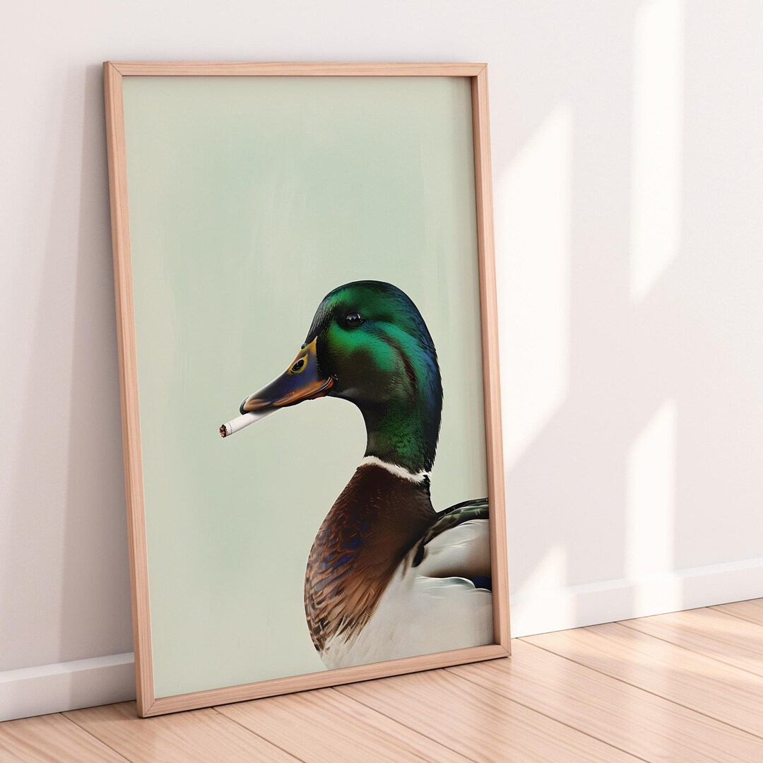 Mallard Smoking Cigarette - Vintage Hunting Art | Funny Animal Poster ...