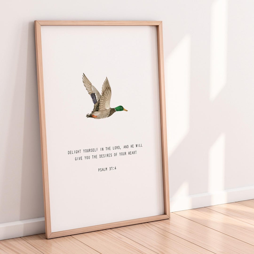 Duck Bible Verse Print - Woodland Nursery, Duck Baby Shower, Christian ...