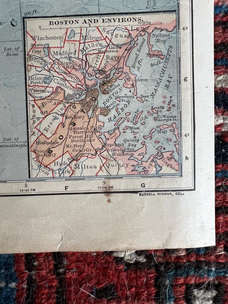 1898 Vintage New England States Map Wall Art Decor | Unframed - Etsy
