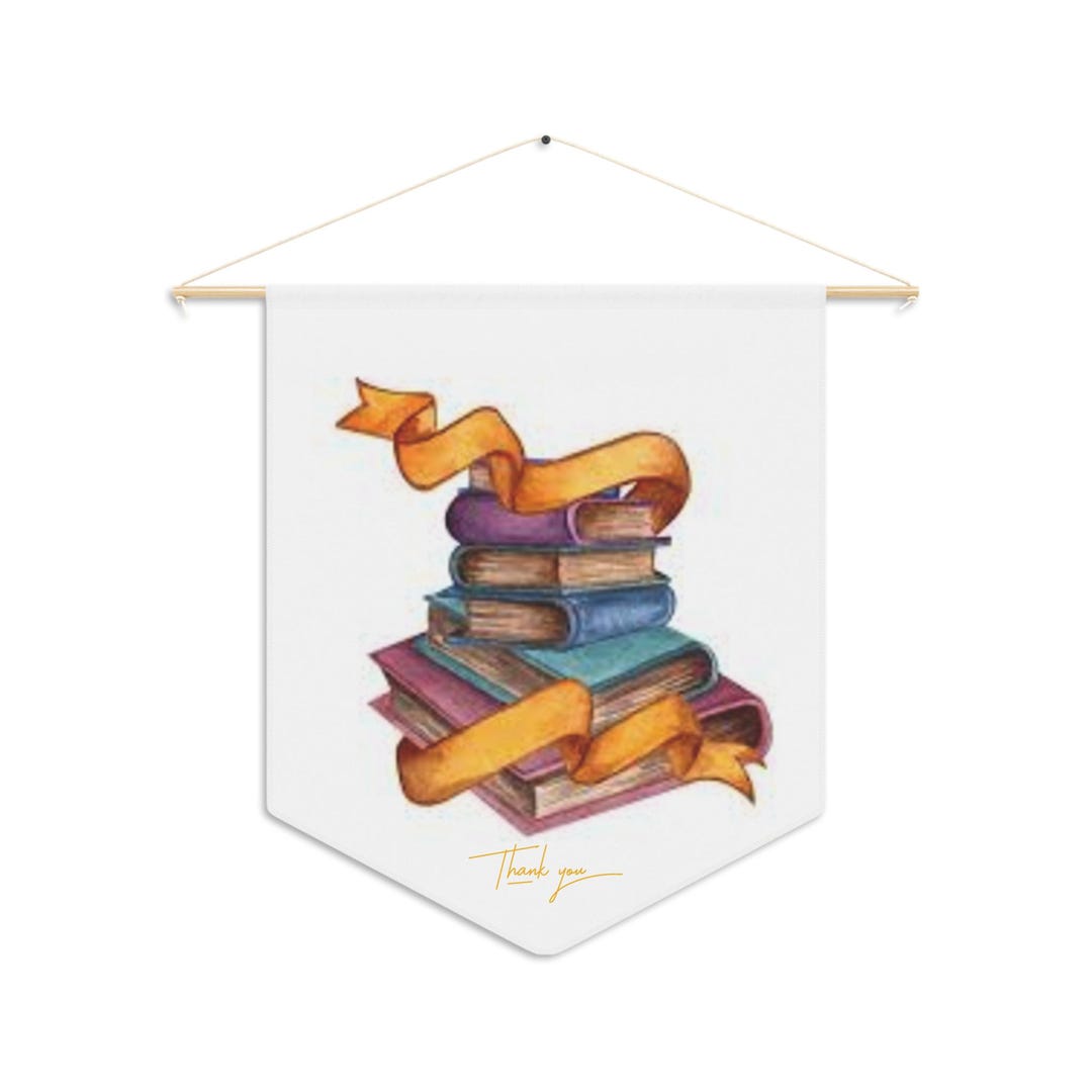 Bookshelf Pennant Banner, Thank You Wall Hanging, Reading Nook Decor ...