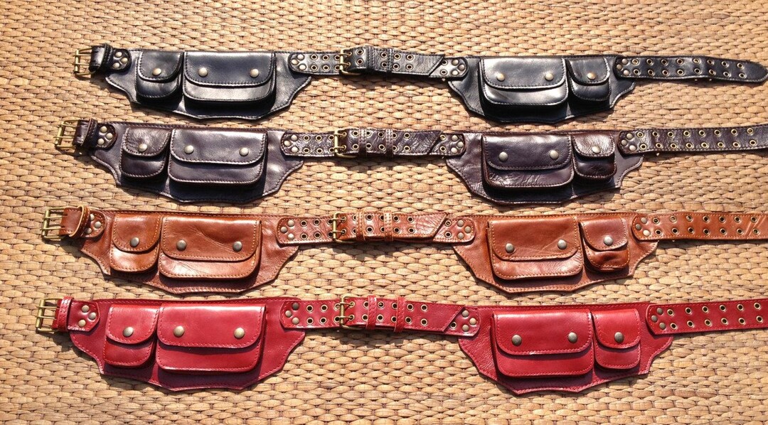 Handmade Leather Utility Belt – Multi-pocket Festival & Steampunk Waist ...