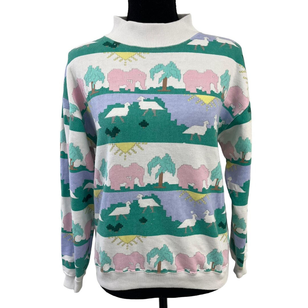 Vintage Allen Solly Pastel Kawaii Turtleneck Sweatshirt Petite Small - Etsy