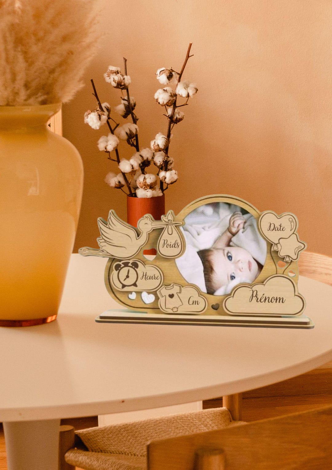 Customizable Wooden Stork Birth Photo Frame - Etsy