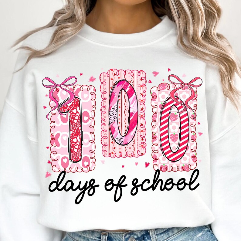 100 Days of School Coquette Png, 100 Days of School PNG, Teacher 100 ...