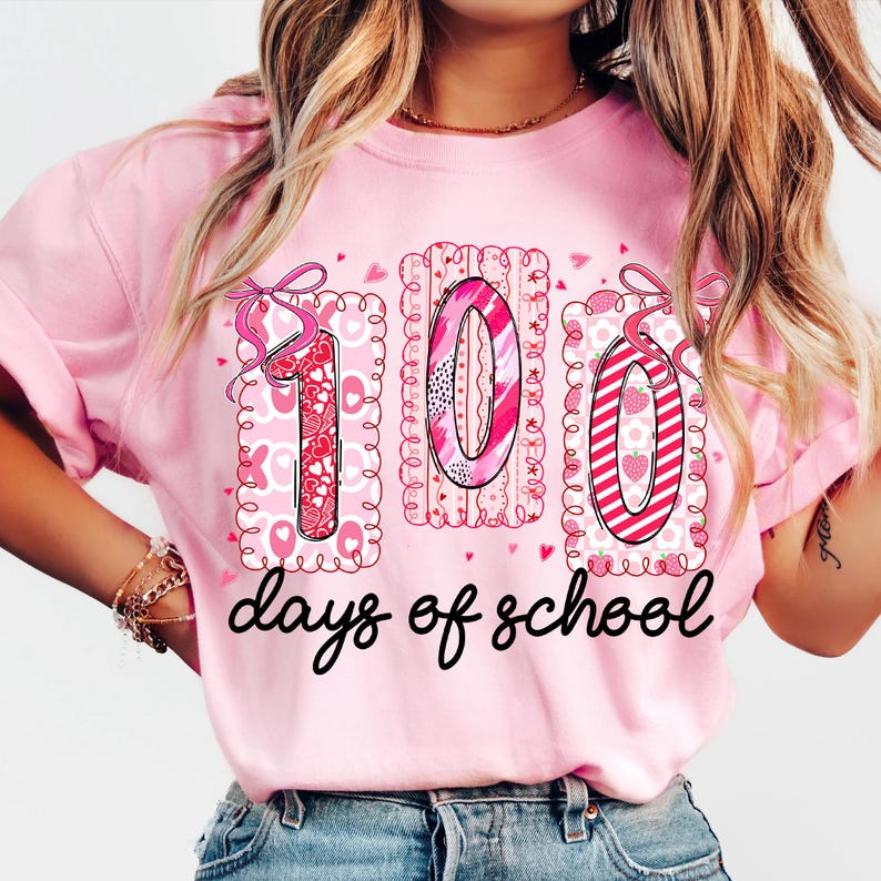 100 Days of School Coquette Png, 100 Days of School PNG, Teacher 100 ...