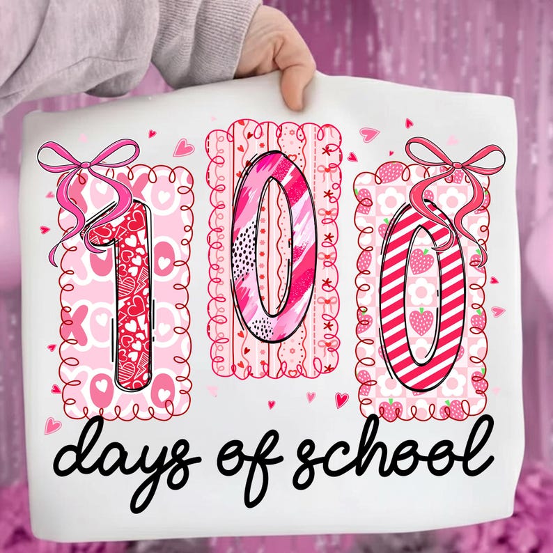 100 Days of School Coquette Png, 100 Days of School PNG, Teacher 100 ...