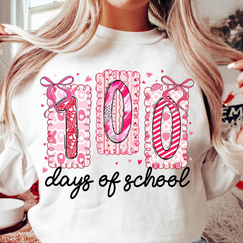 100 Days of School Coquette Png, 100 Days of School PNG, Teacher 100 ...