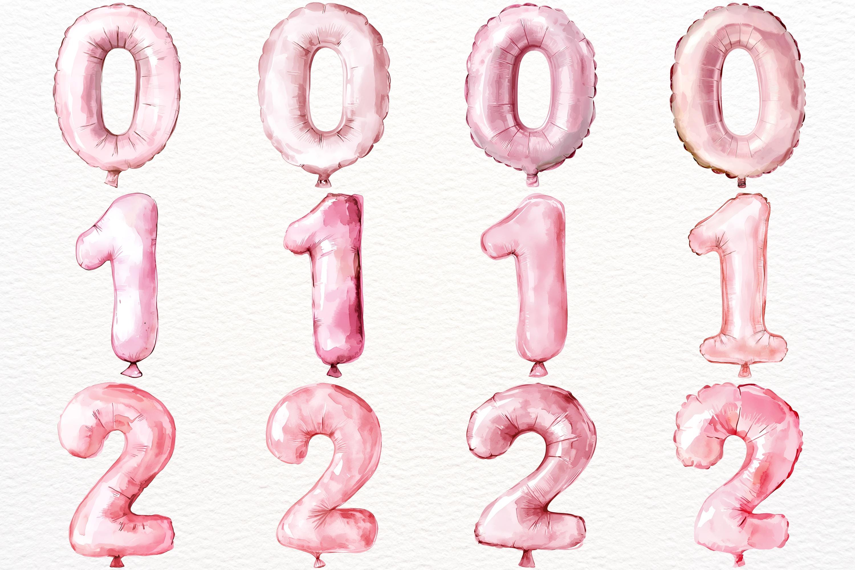 Watercolor Birthday Girl, Pink Number Balloons, Nursery Party PNG ...