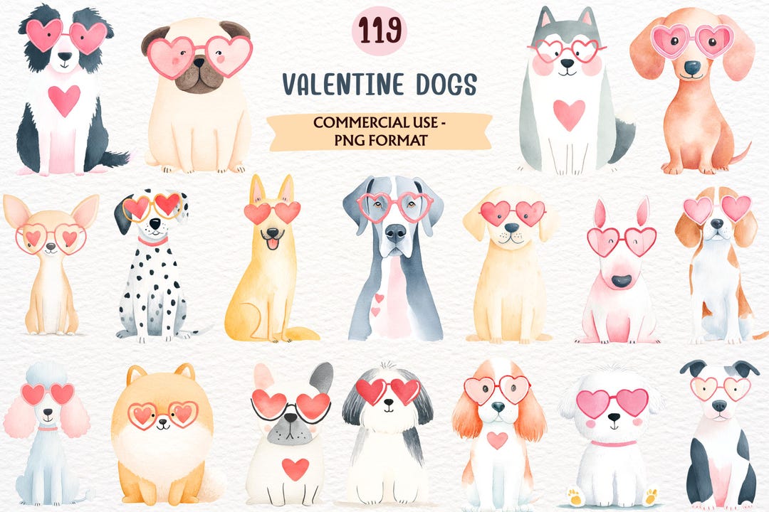 Valentines Day Dog Clipart , Kawaii Animals Clip Art , Cartoon Puppy ...