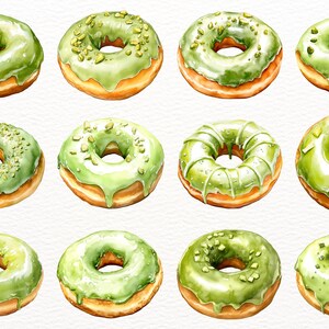 Watercolor Donuts Clipart, Bakery Food PNG, Fruits Desserts Bundle ...
