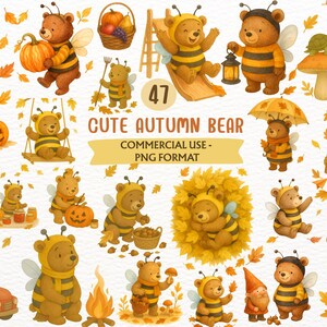 Watercolor Woodland, Autumn Bear Clipart, Fall Forest Png, Halloween ...