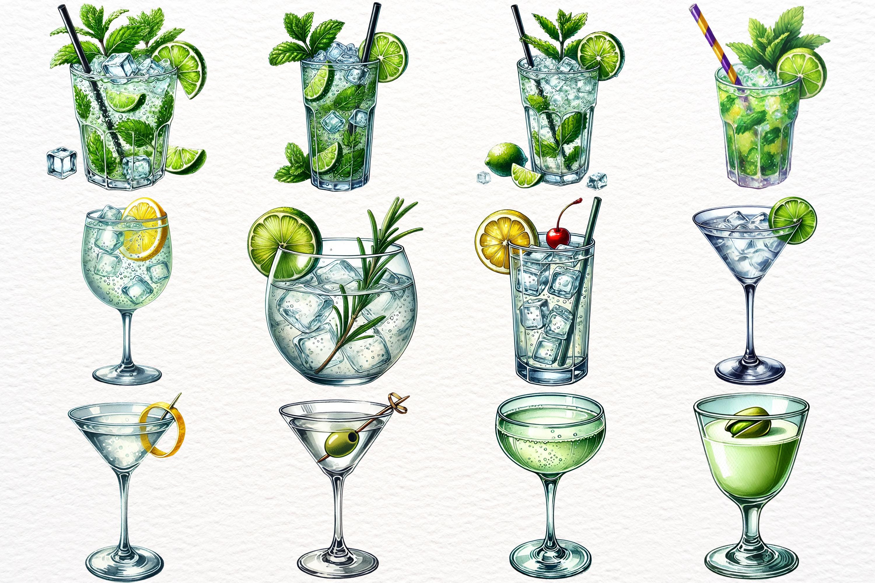 Watercolor Cocktails Clip Art / Drinks Menu Printable Cliparts / Summer ...