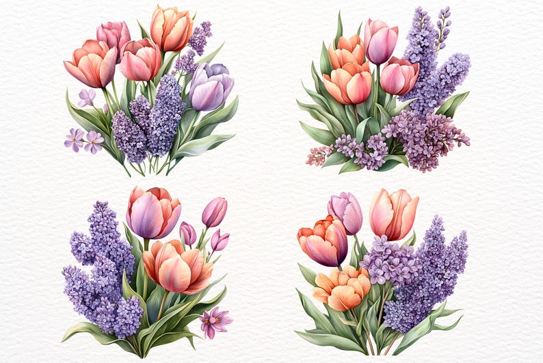 Spring Flowers Png Clipart / Floral Bouquet Mothers Day / Tulip Png ...