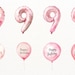 Watercolor Birthday Girl, Pink Number Balloons, Nursery Party PNG ...