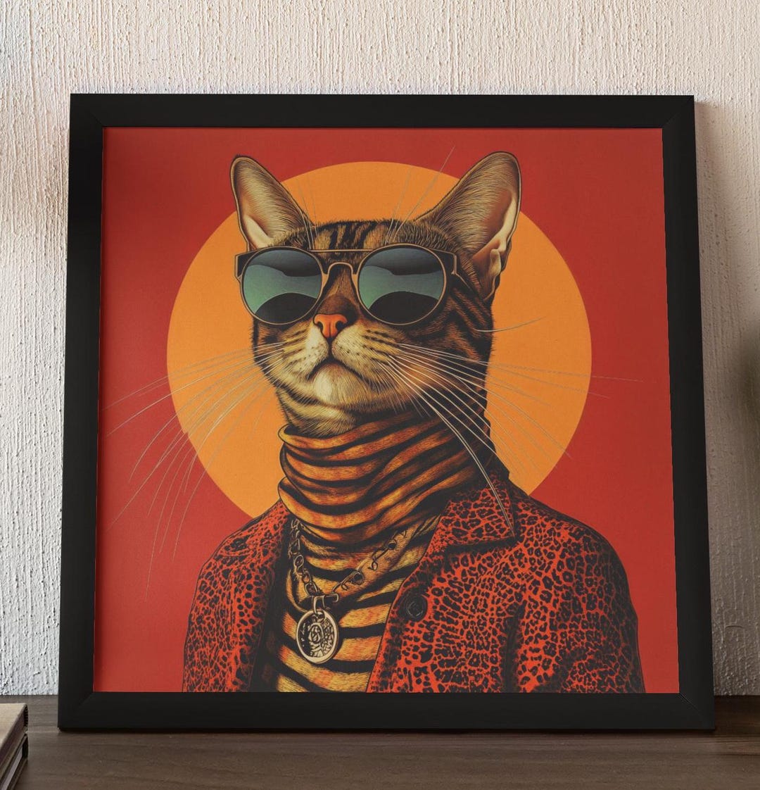 Cool Cat Wall Art, Hipster Animal Print, Modern Pop Art Poster, Urban ...