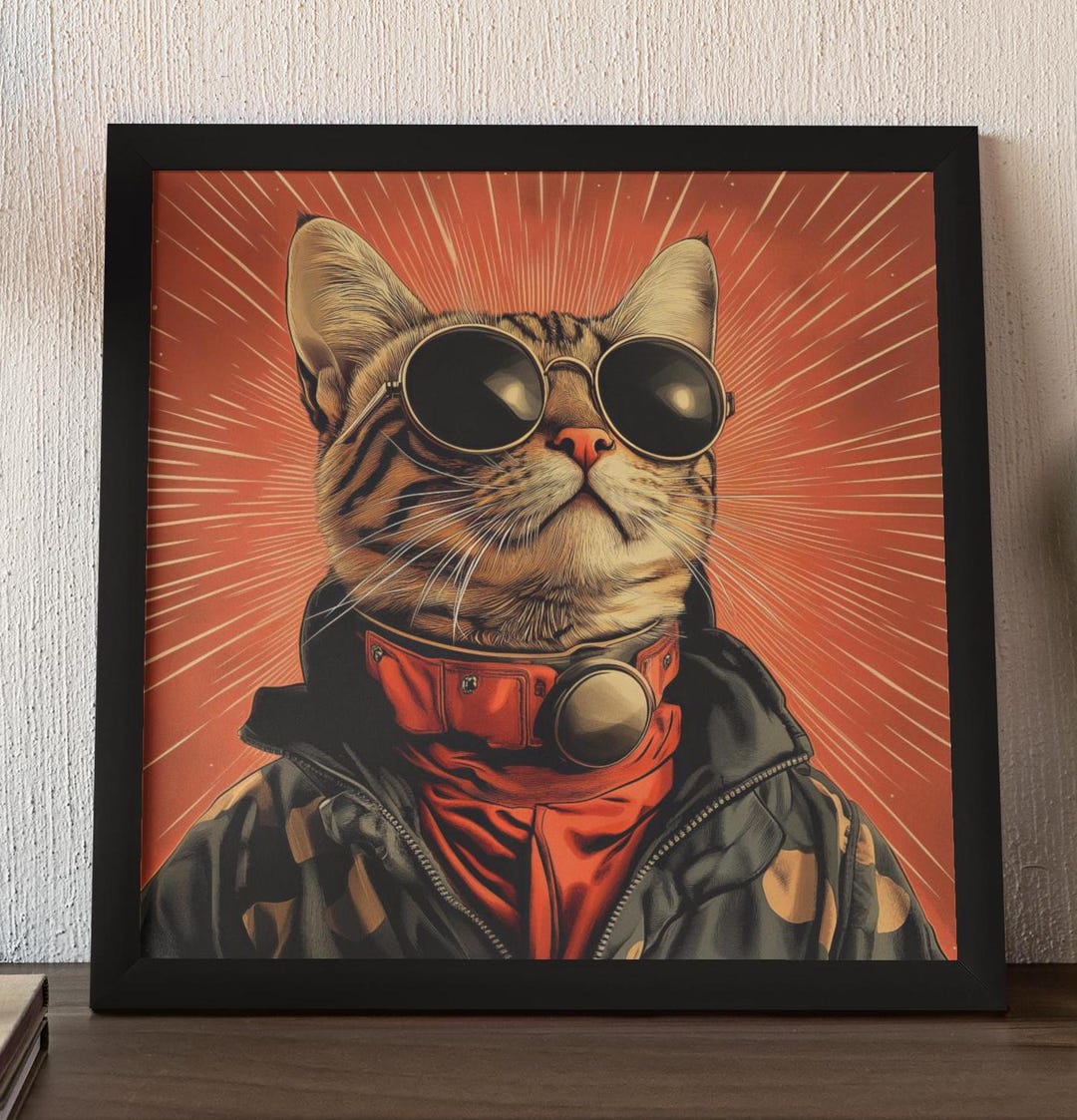 Cool Cat Wall Art, Military Style Cat Print, Funny Animal Portrait ...