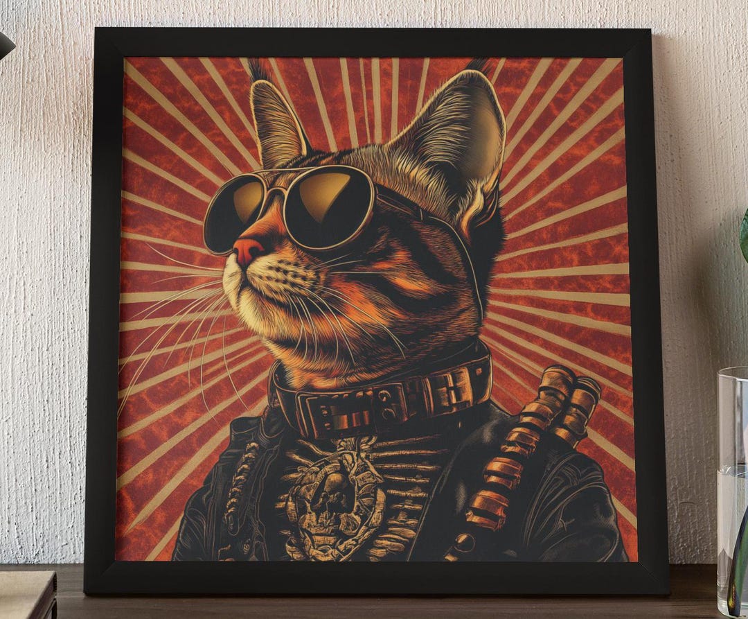 Cool Cat Military Art Print | Modern Pop Art Poster | Tactical Cat Wall ...