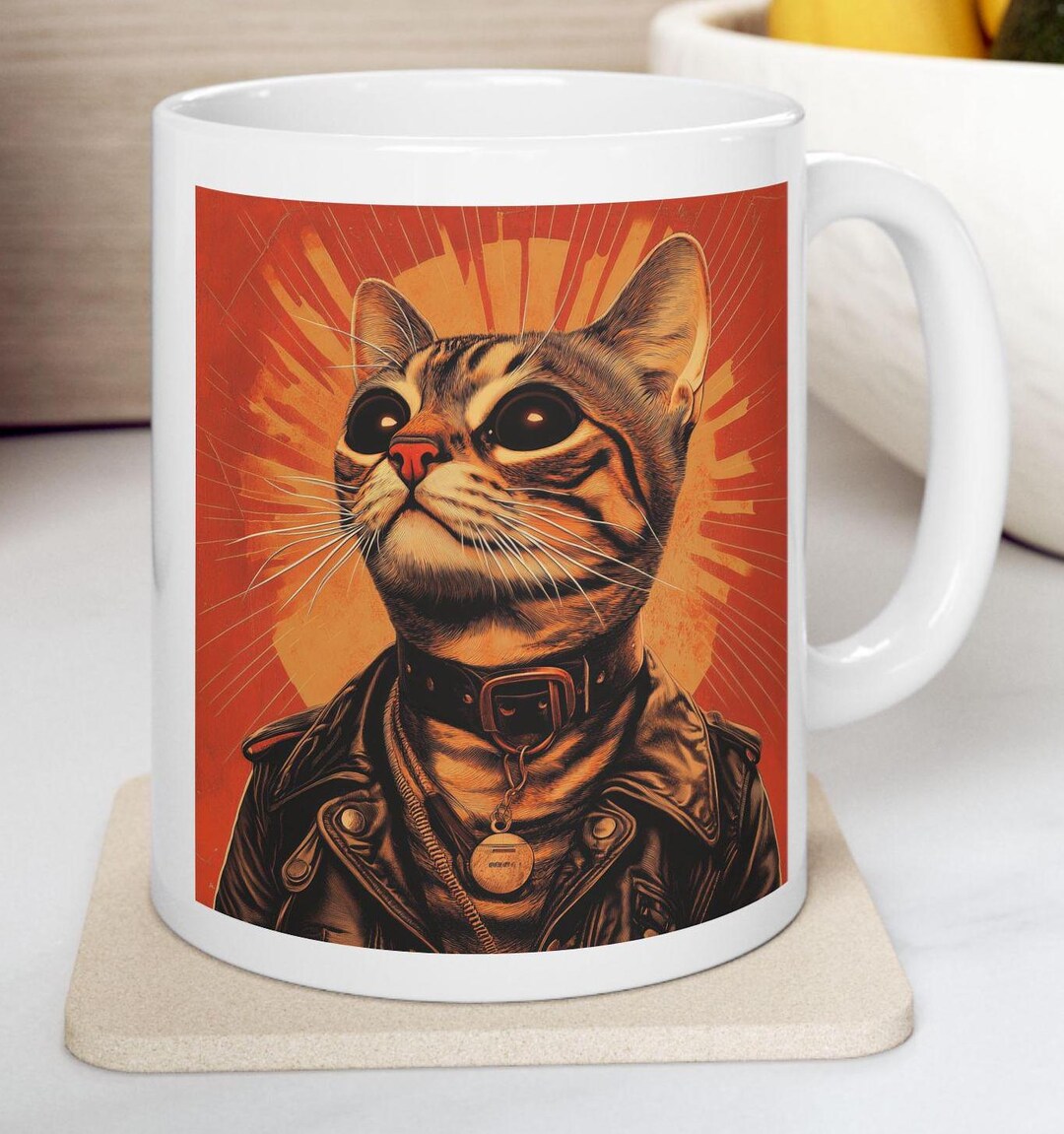Bengal Cat Punk Mug, Rebellious Feline Coffee Cup, Alternative Pet ...
