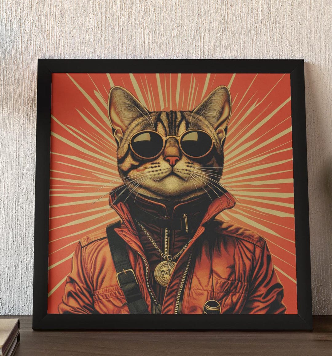 Cool Cat Wall Art, Hip Hop Cat Print, Urban Pet Portrait, Retro ...