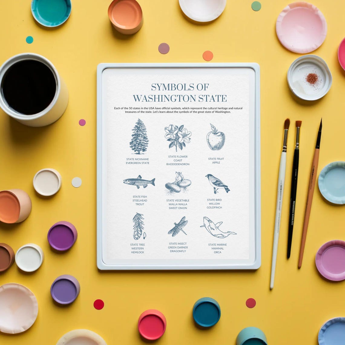 State Symbols of Washington Coloring Sheet - Etsy