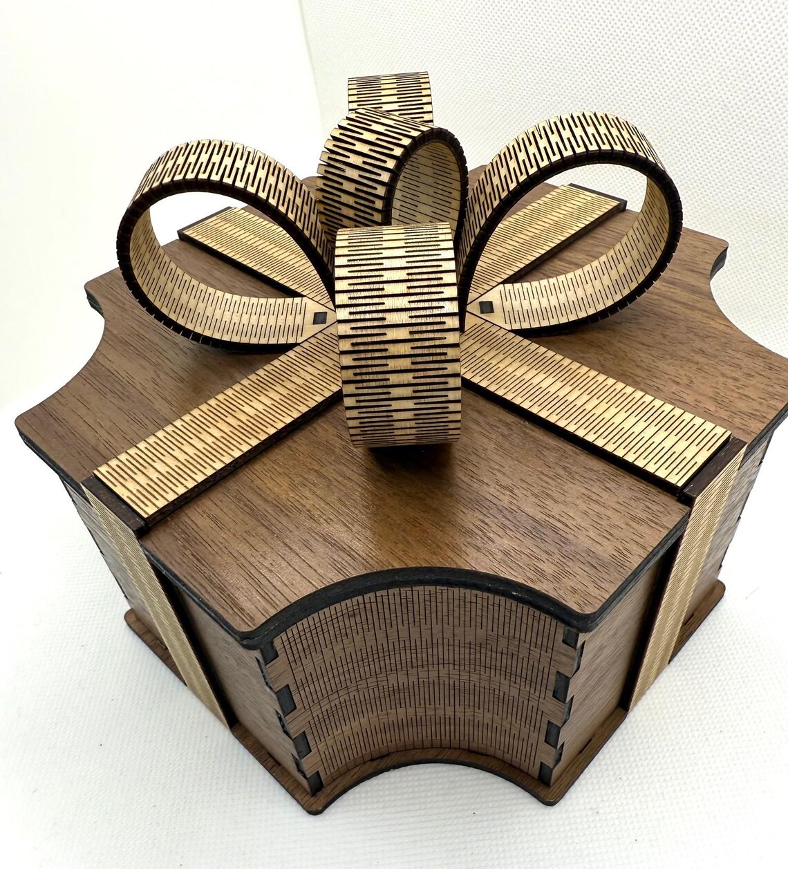 Arched Side Gift Box With Wood Bow. - Etsy