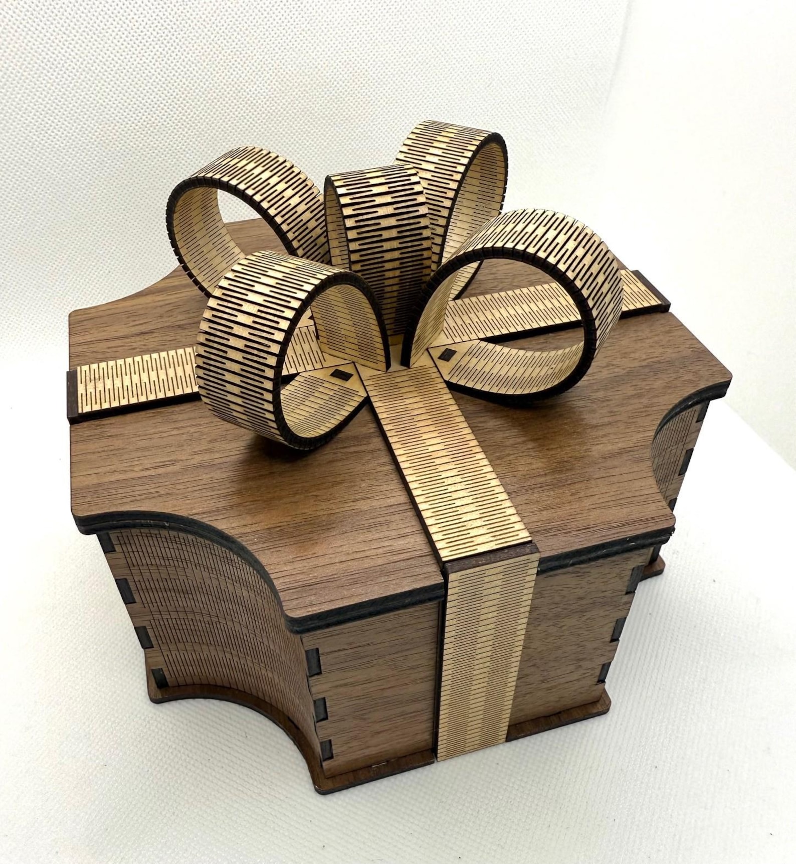 Arched Side Gift Box With Wood Bow. - Etsy