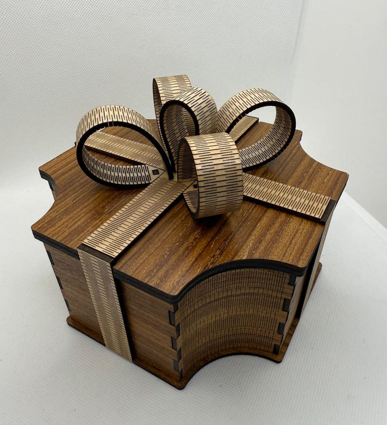 Arched Side Gift Box With Wood Bow. - Etsy