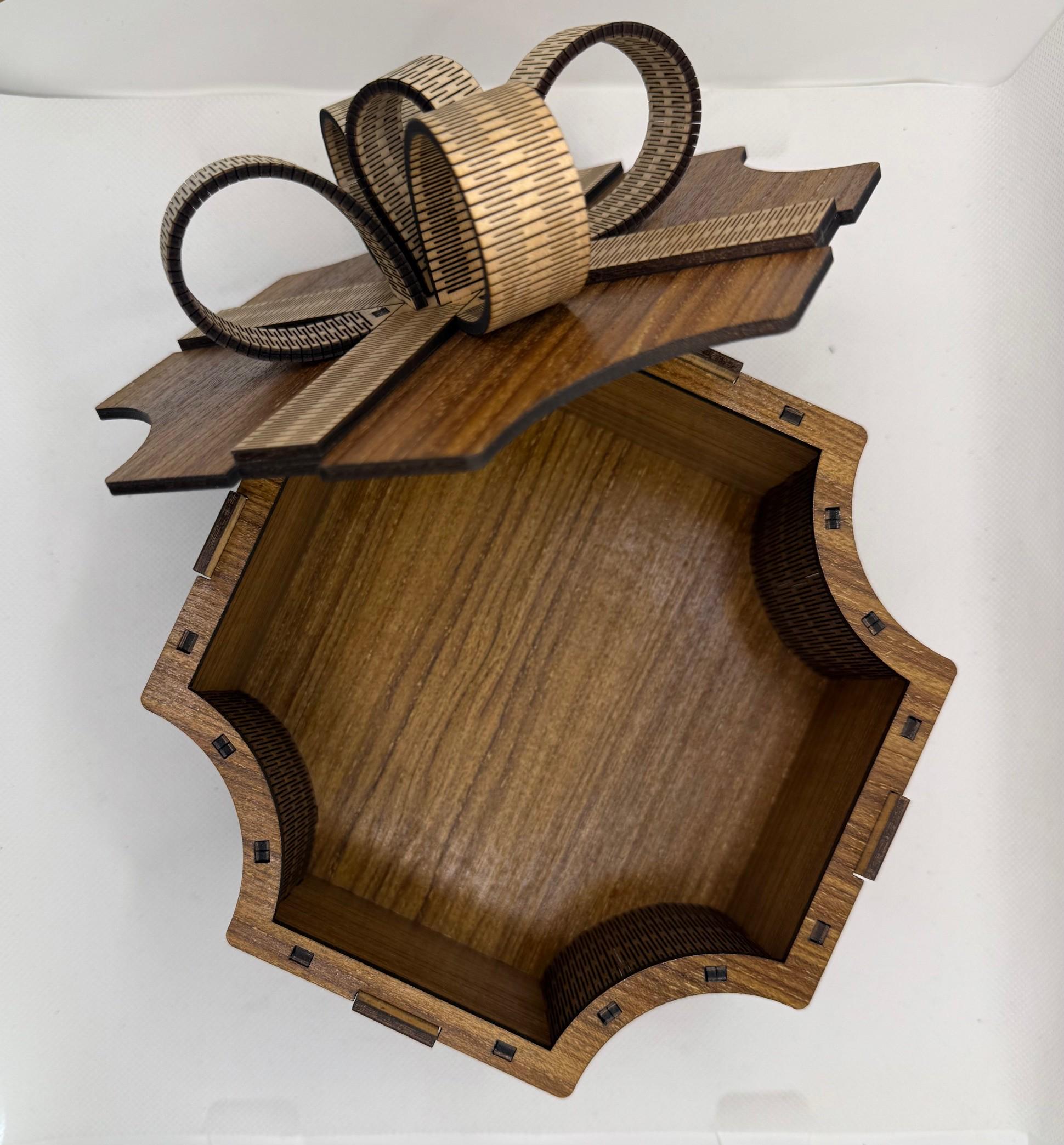 Arched Side Gift Box With Wood Bow. - Etsy