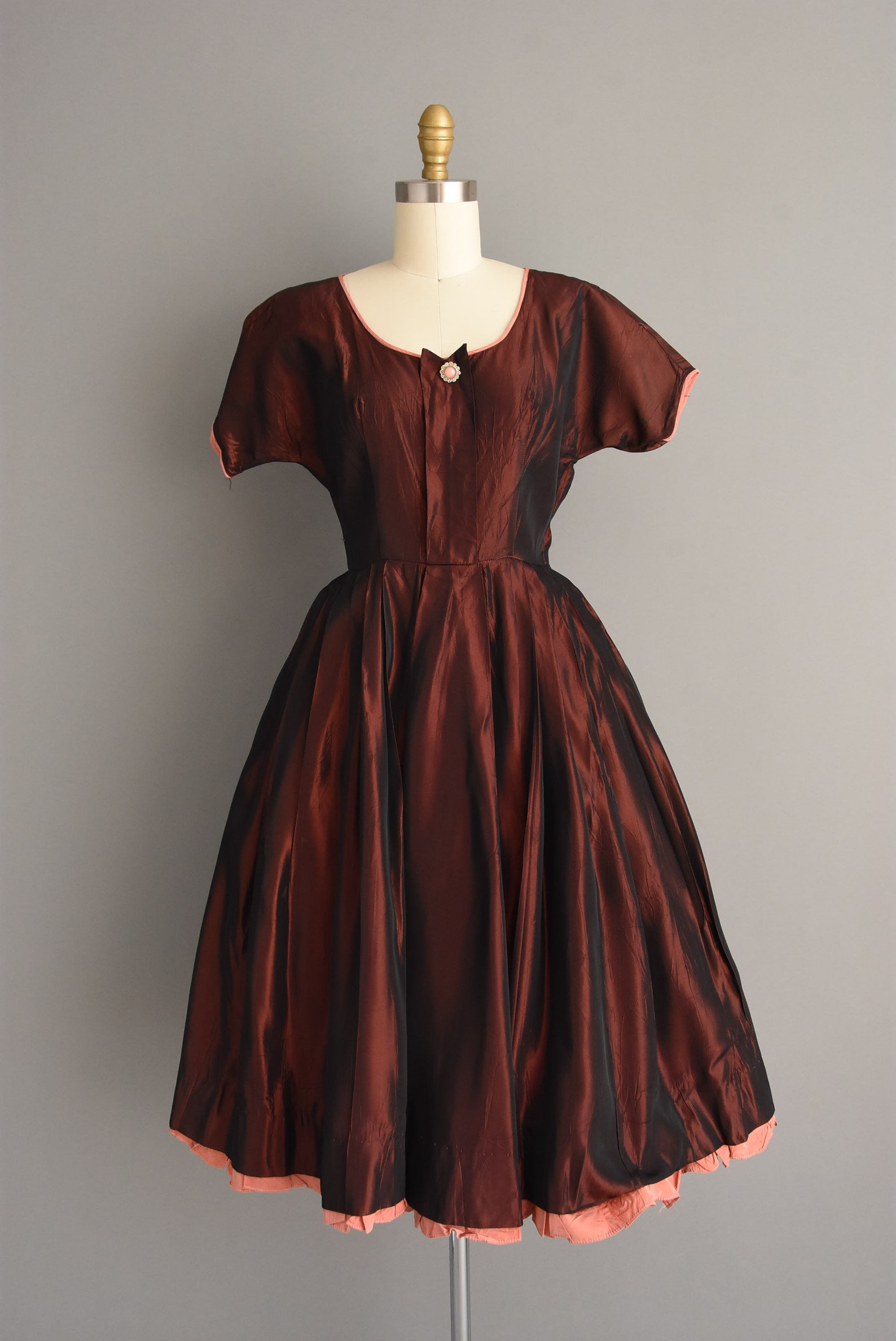 1950s Vintage Dress | Gorgeous Copper Red Sweeping Full Skirt Cocktail ...