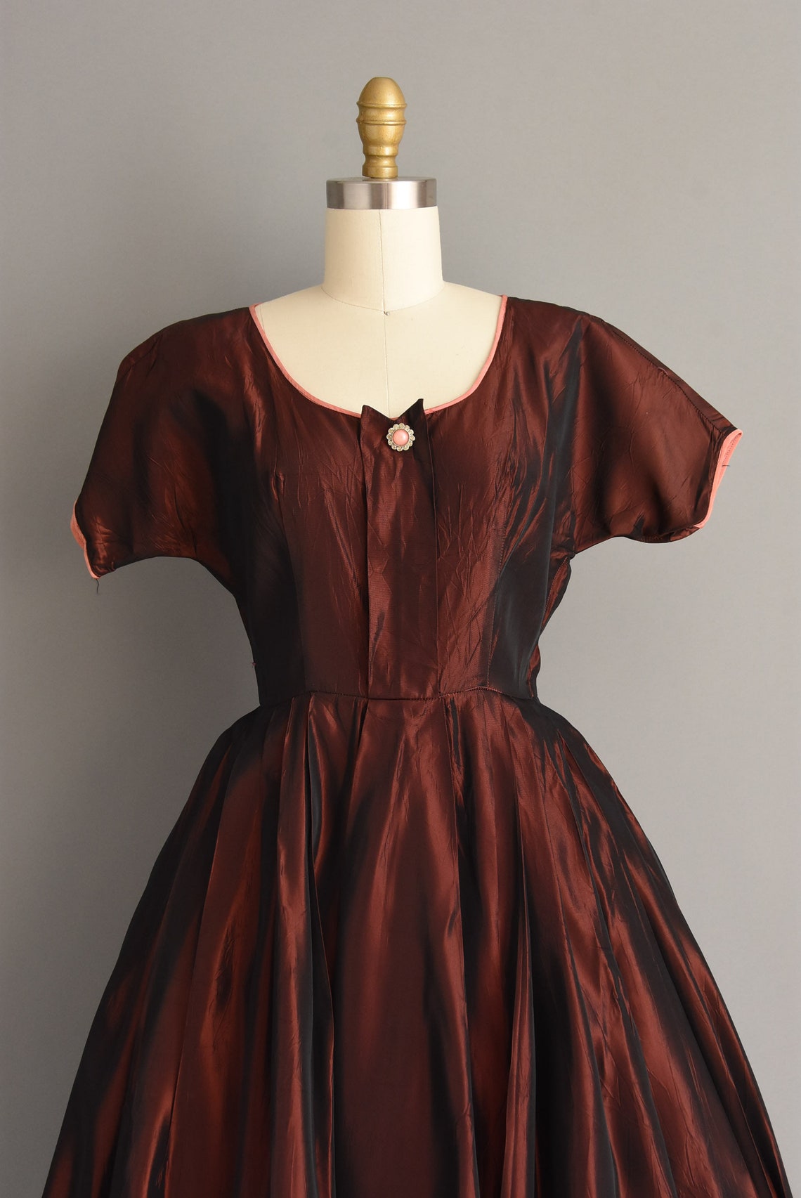 1950s Vintage Dress | Gorgeous Copper Red Sweeping Full Skirt Cocktail ...