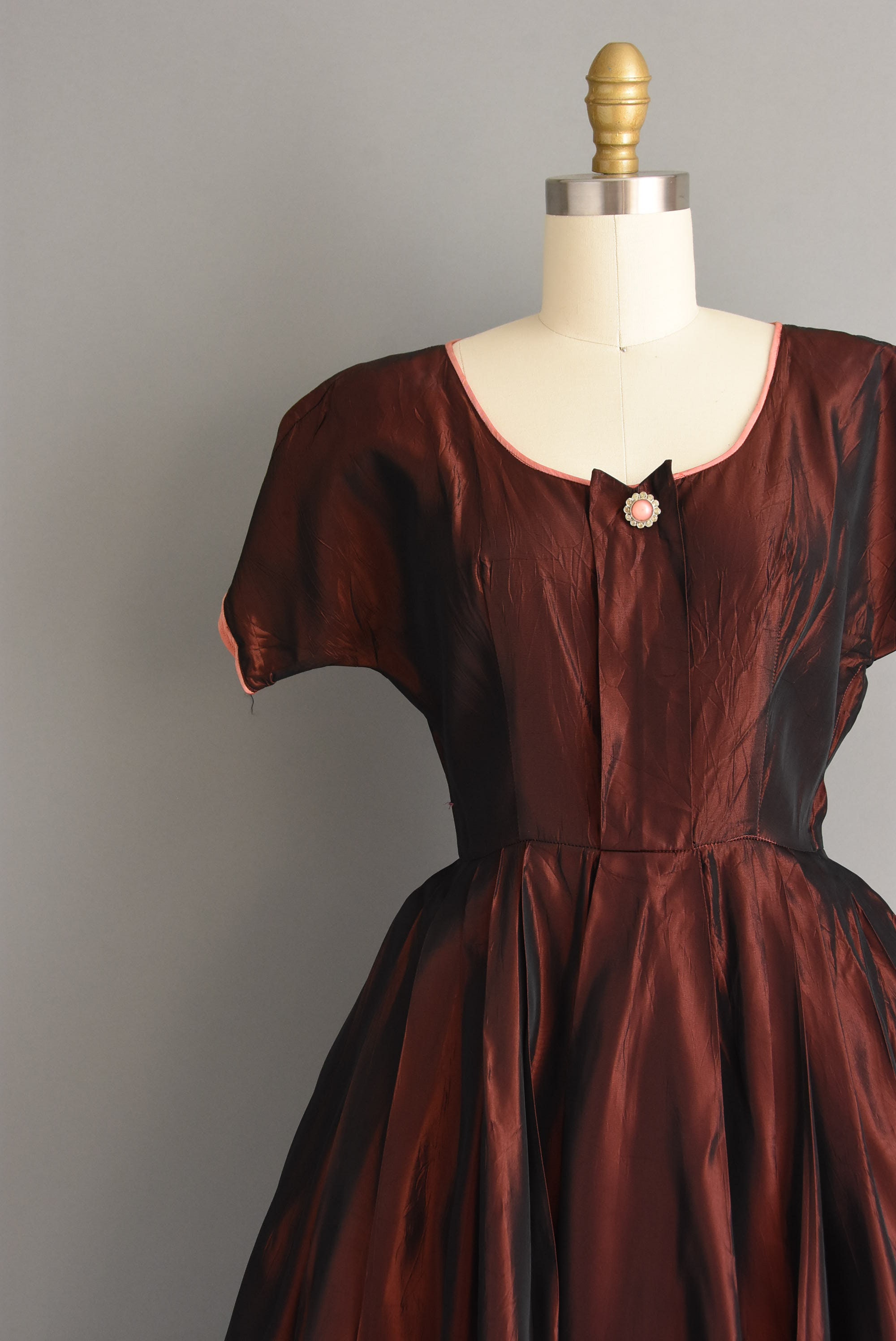 1950s Vintage Dress | Gorgeous Copper Red Sweeping Full Skirt Cocktail ...