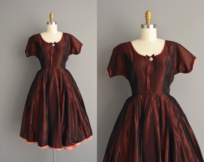 1950s Iridescent Copper Cocktail Dress Sz M - Etsy