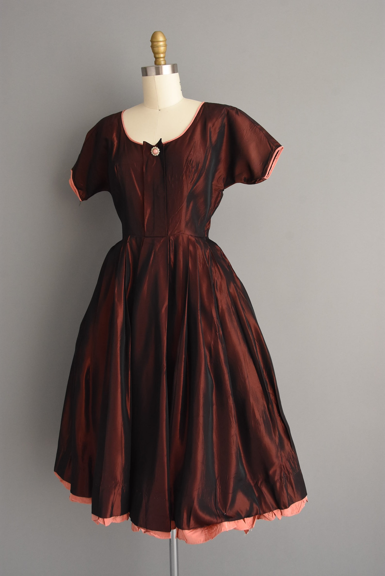 1950s Vintage Dress | Gorgeous Copper Red Sweeping Full Skirt Cocktail ...