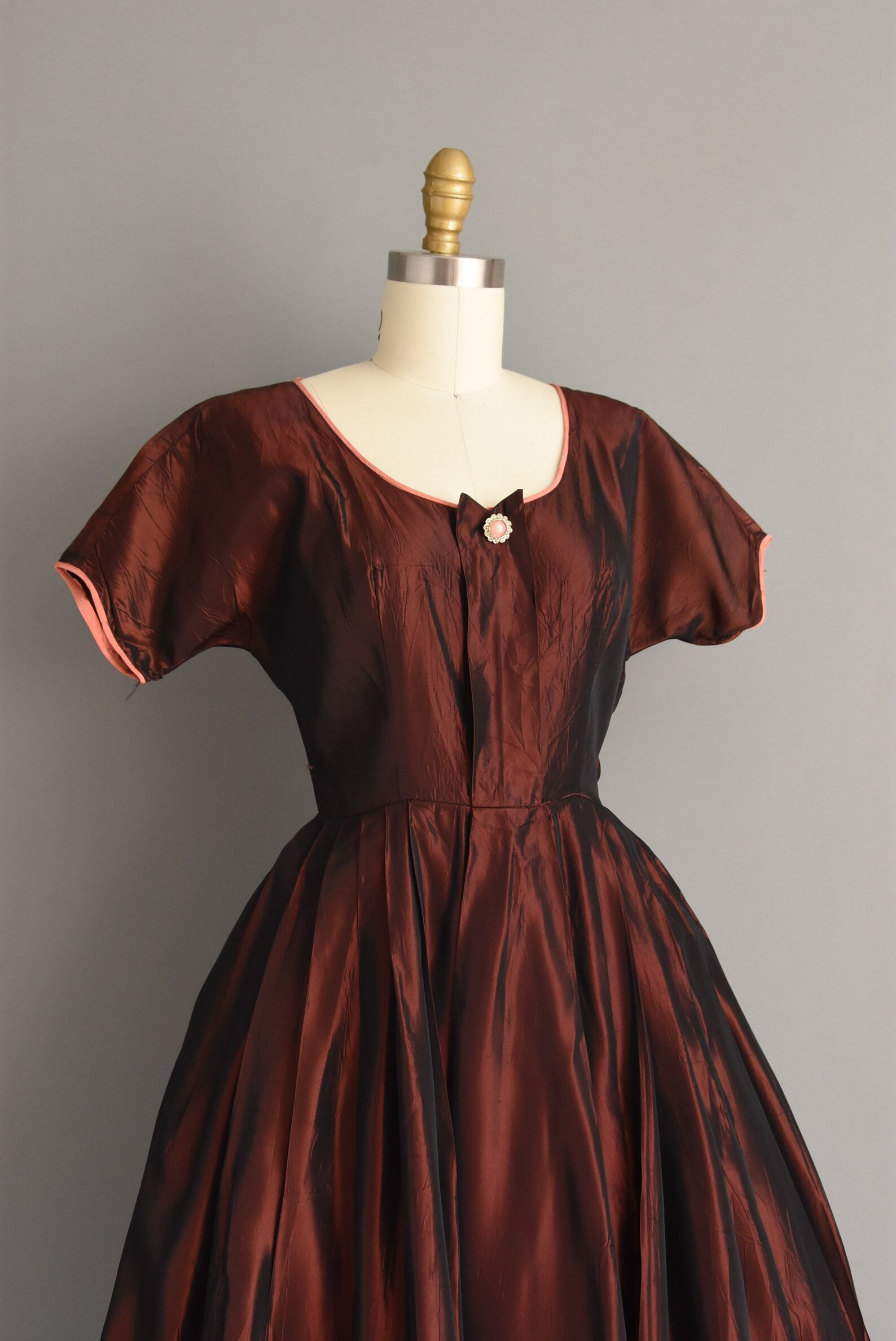 1950s Vintage Dress | Gorgeous Copper Red Sweeping Full Skirt Cocktail ...