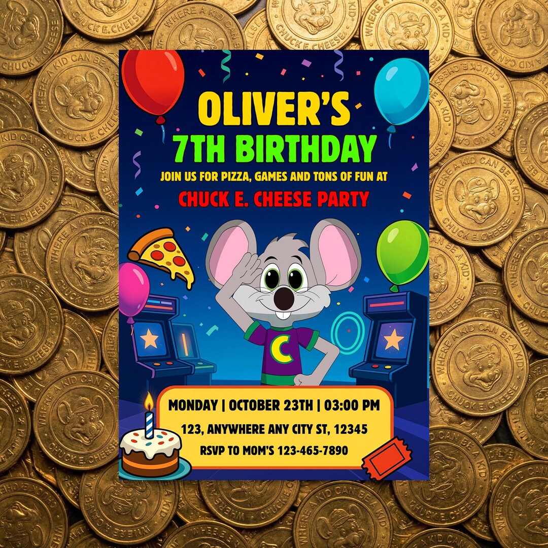 Chuck E. Cheese Birthday Invitation | Editable Pizza Invite | Kids ...