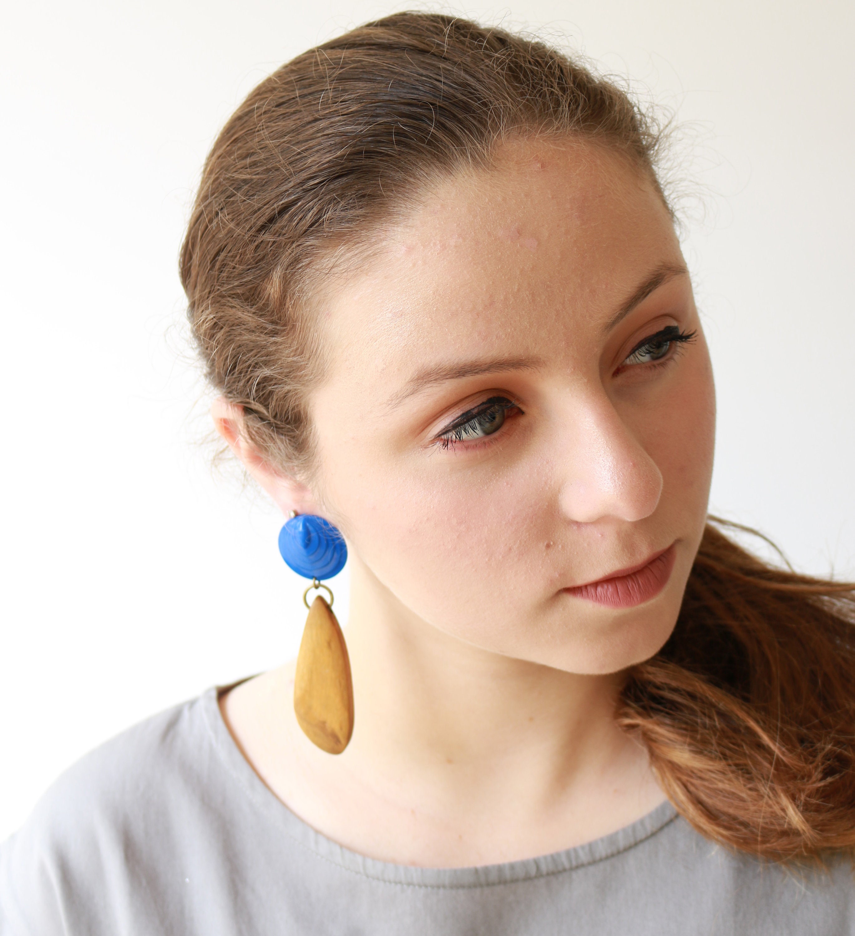 Wood Earrings Long Earrings Statetement Earrings Drop - Etsy