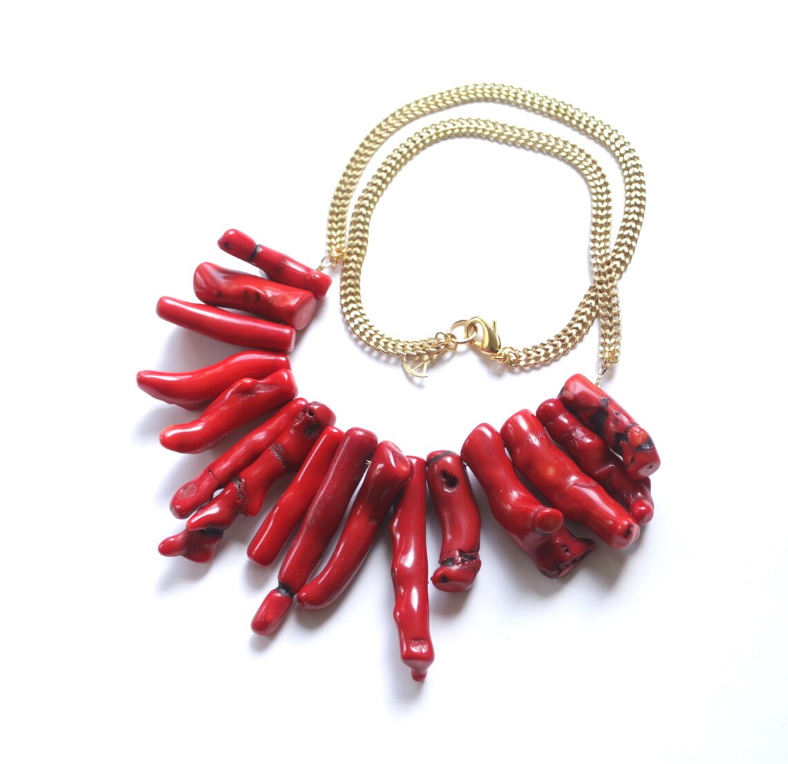 Branched Coral Necklace, Red Coral Necklace , Coral Gemstone Necklace ...