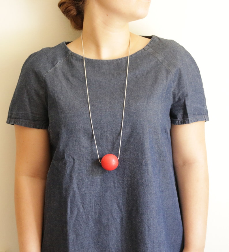 Sphere Necklace, Modern Necklace, Wood Necklace, Geometric Necklace ...