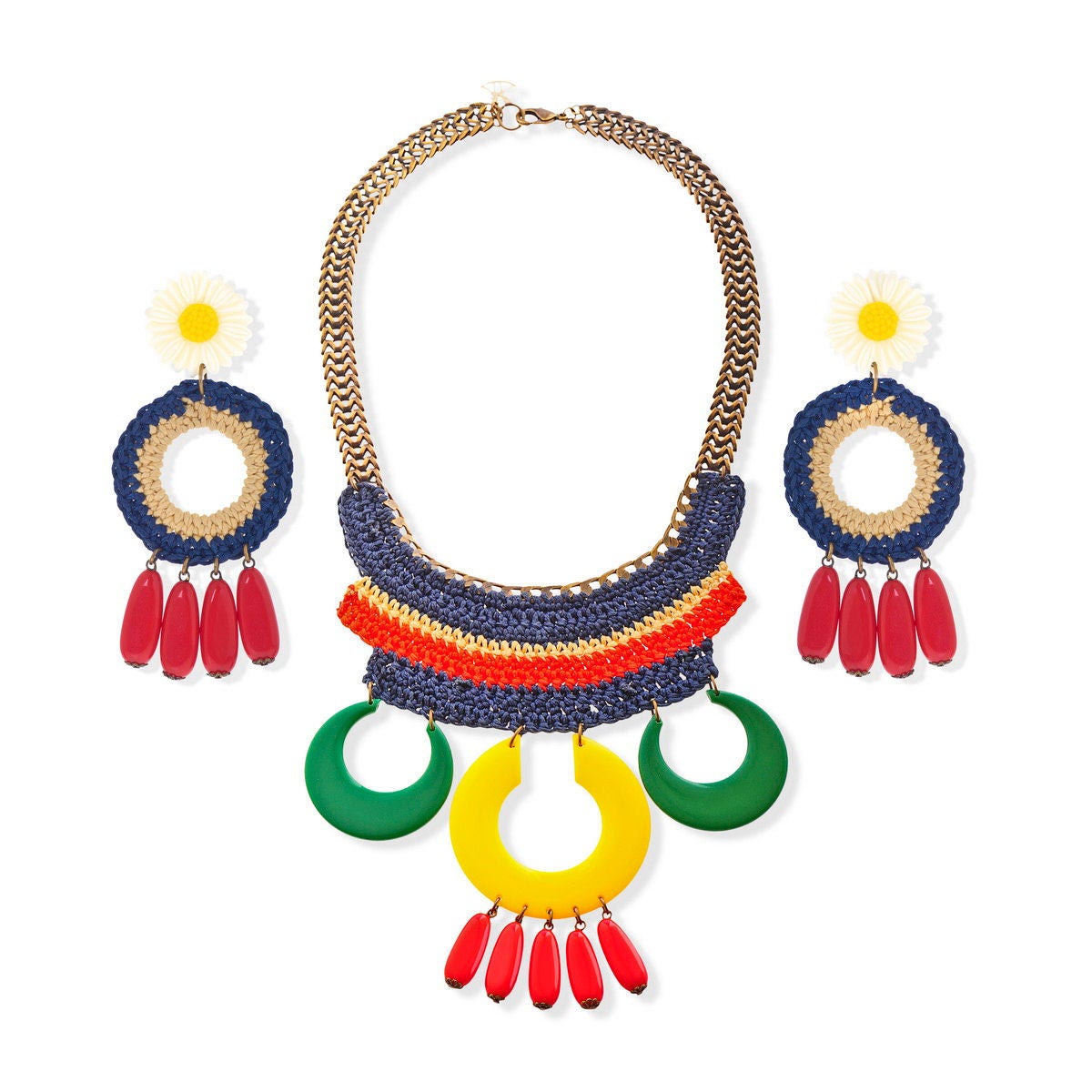 Oversize Statement Necklace Colorful Big Boho Necklace Bold Fan ...