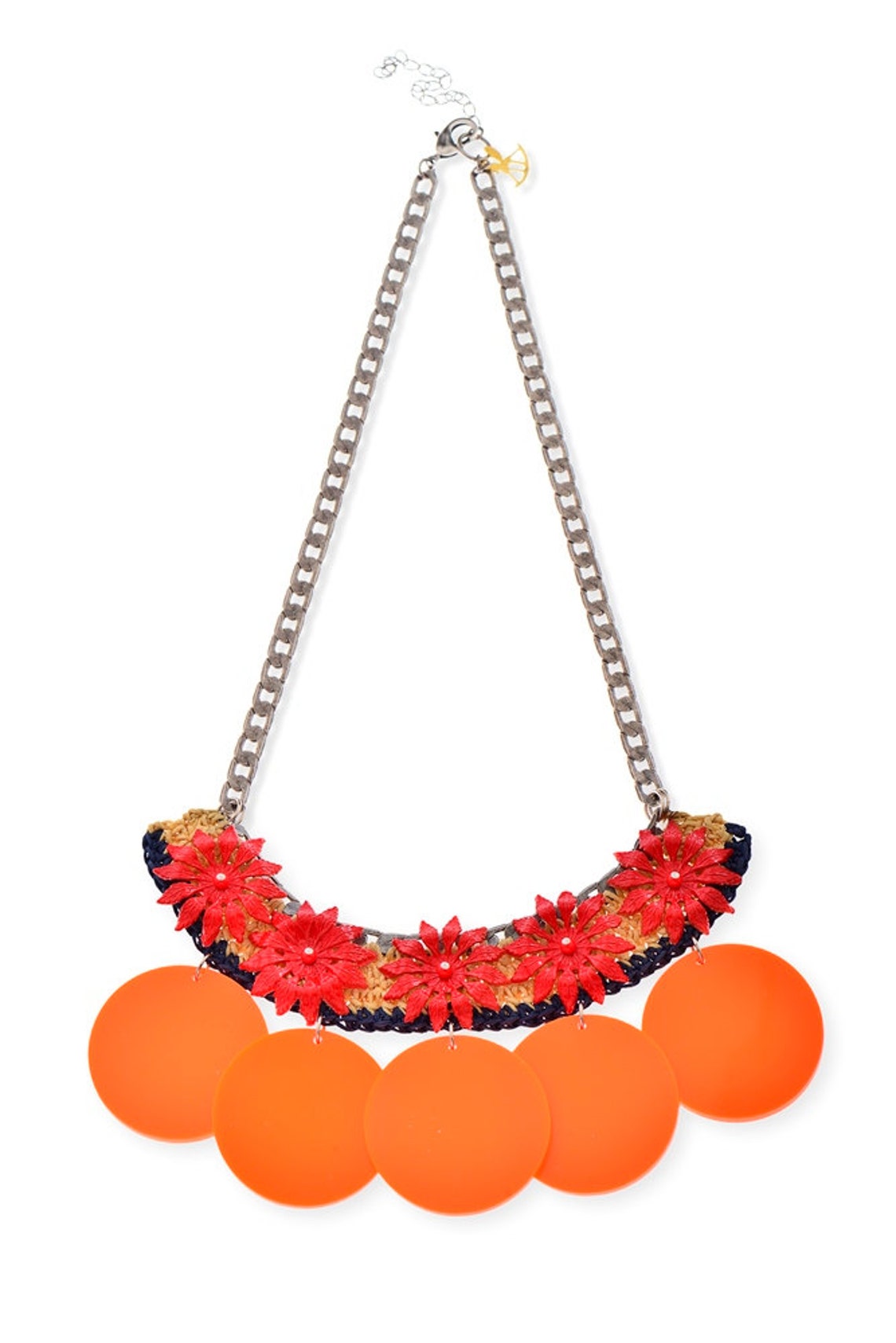 Bold Chunky Orange Statement Necklace Oversized Necklace Huge - Etsy