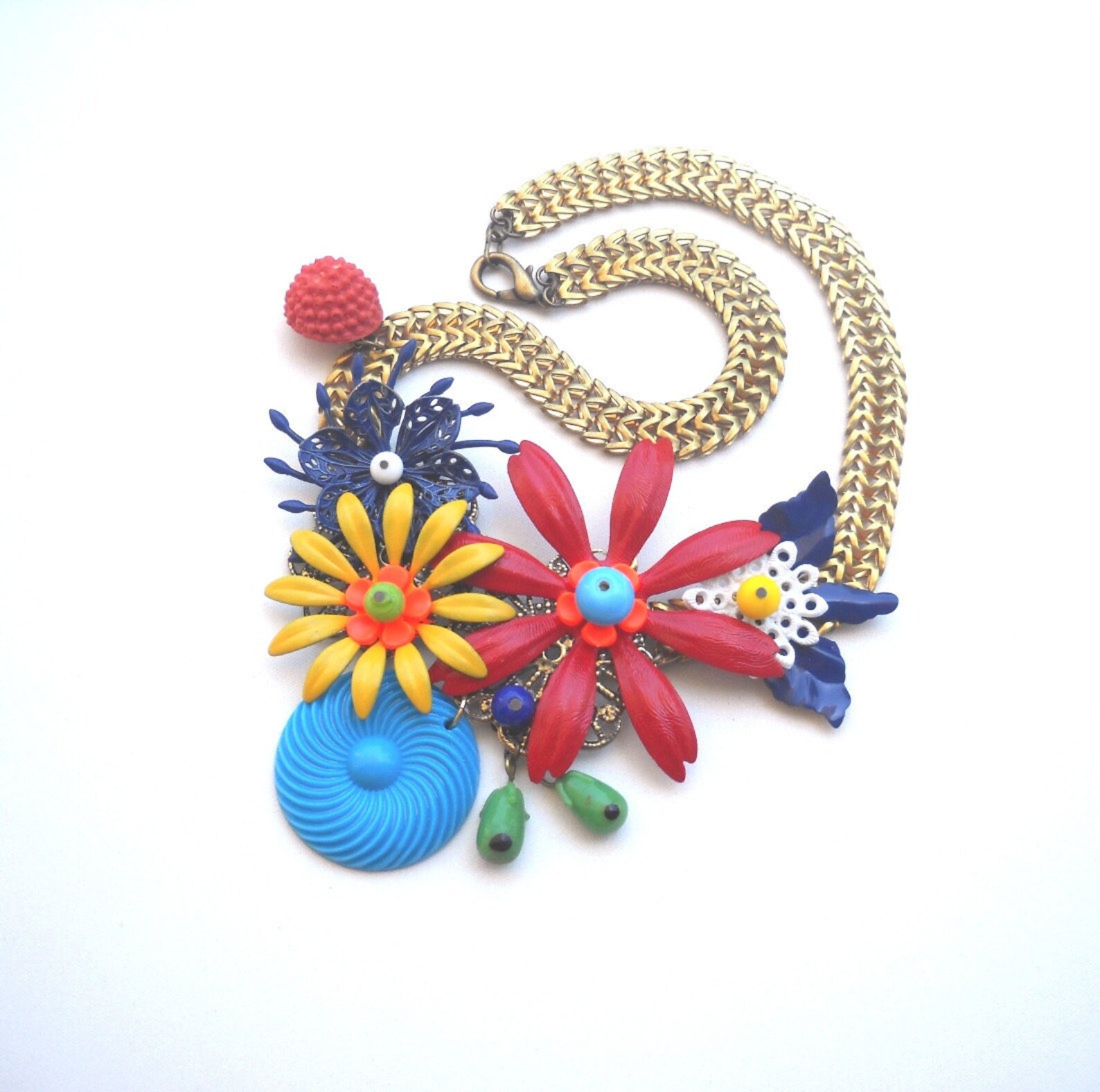 Chunky Statement Necklace, Colorful Bold Bib Necklace, Unique Necklace ...