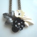 Prom Statement Necklace in Black and White, Flowers Lightweight ...
