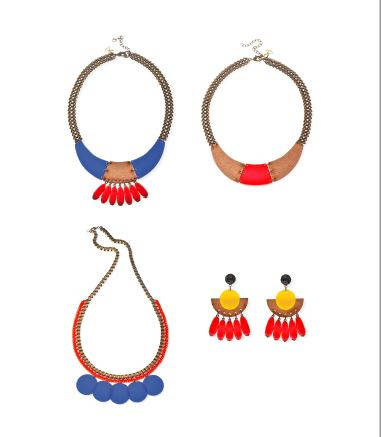 Statement Necklace Red and Blue Necklace Chunky Chain Fan - Etsy