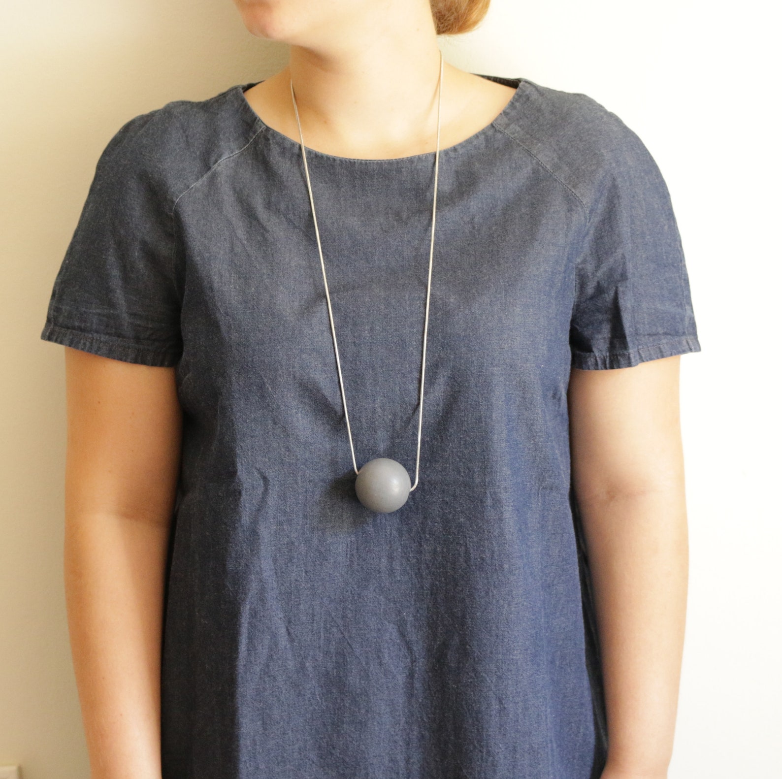 Sphere Necklace, Modern Necklace, Wood Necklace, Geometric Necklace ...