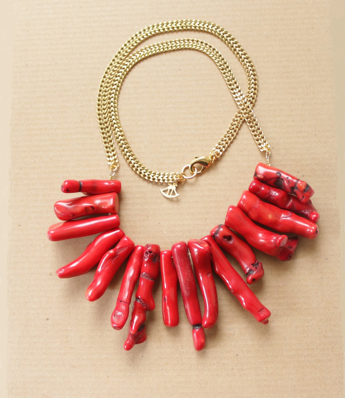 Branched Coral Necklace, Red Coral Necklace , Coral Gemstone Necklace ...