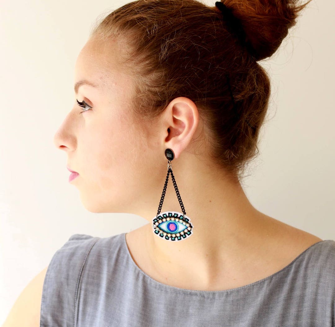 Eye Earrings, Evil Eye Earrings, Blue Eye Earrings Dangle, Drop ...