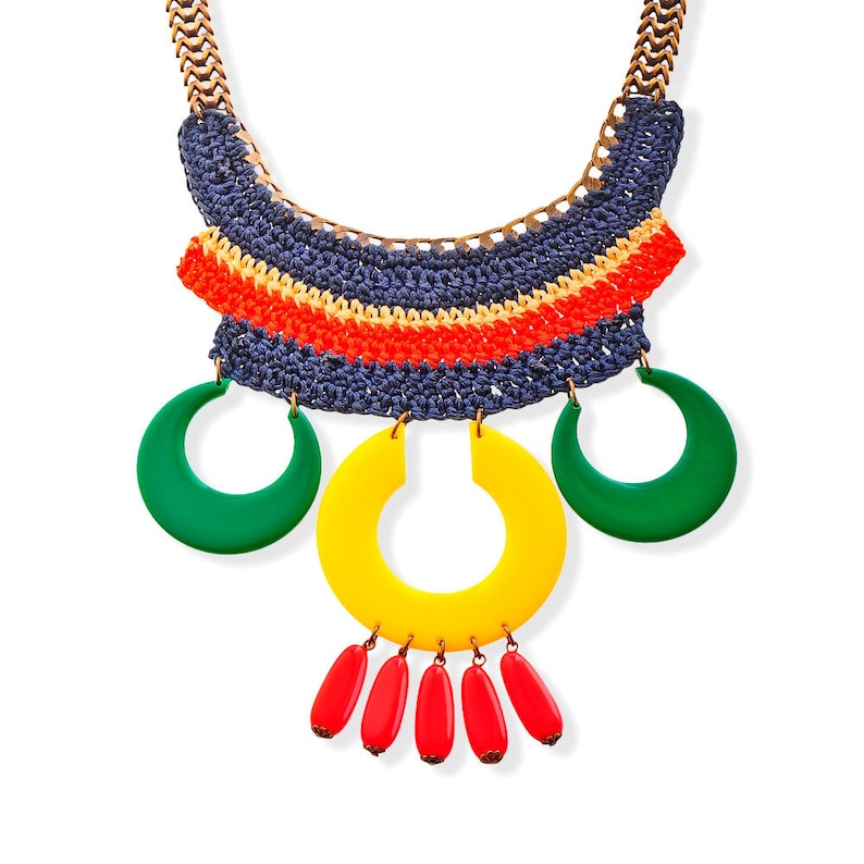 Oversize Statement Necklace Colorful Big Boho Necklace Bold Fan ...