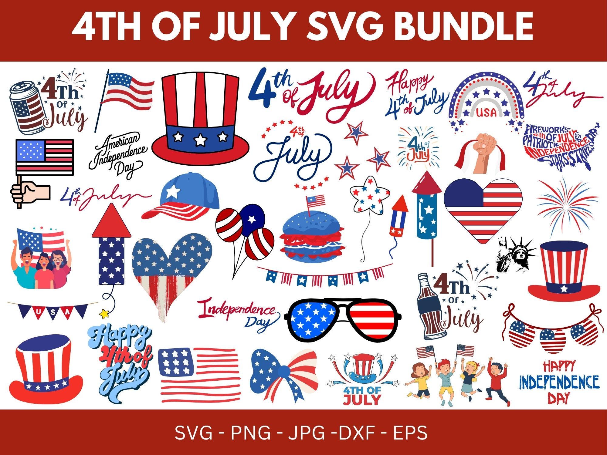 Retro 4th of July PNG Bundle, Patriotic USA Graphics (digital Download ...