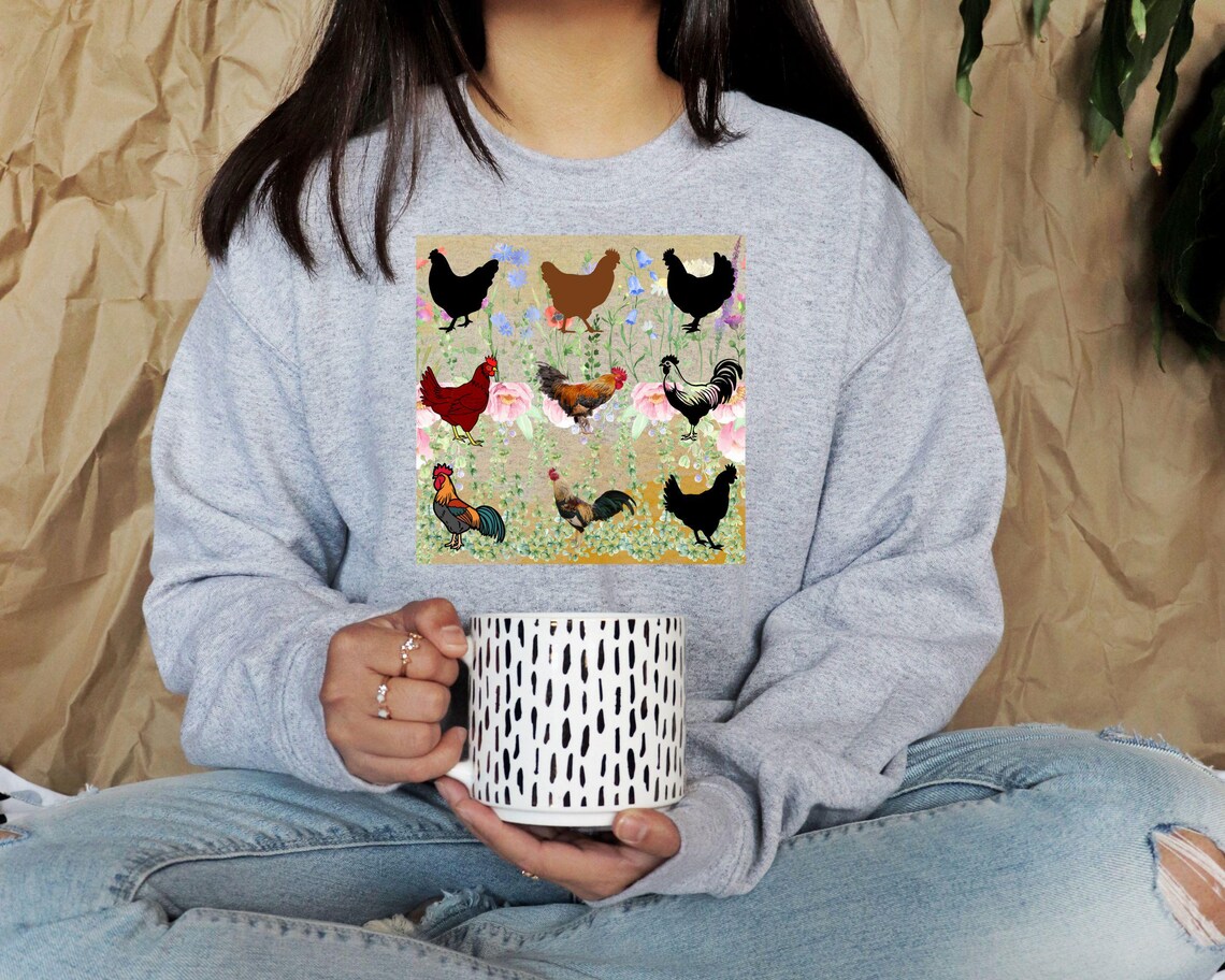 Floral Chicken SVG Bundle, Farmhouse Hen Rooster PNG (digital Download ...